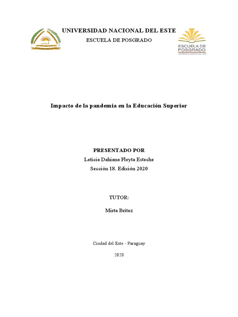 Fleyta L IMPACTO DE LA PANDEMIA EN LA EDUCACIÓN SUPERIOR . | PDF ...