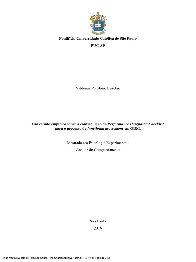 Dissertação Aba - Obm - PDC | PDF | Sociologia | Comportamento