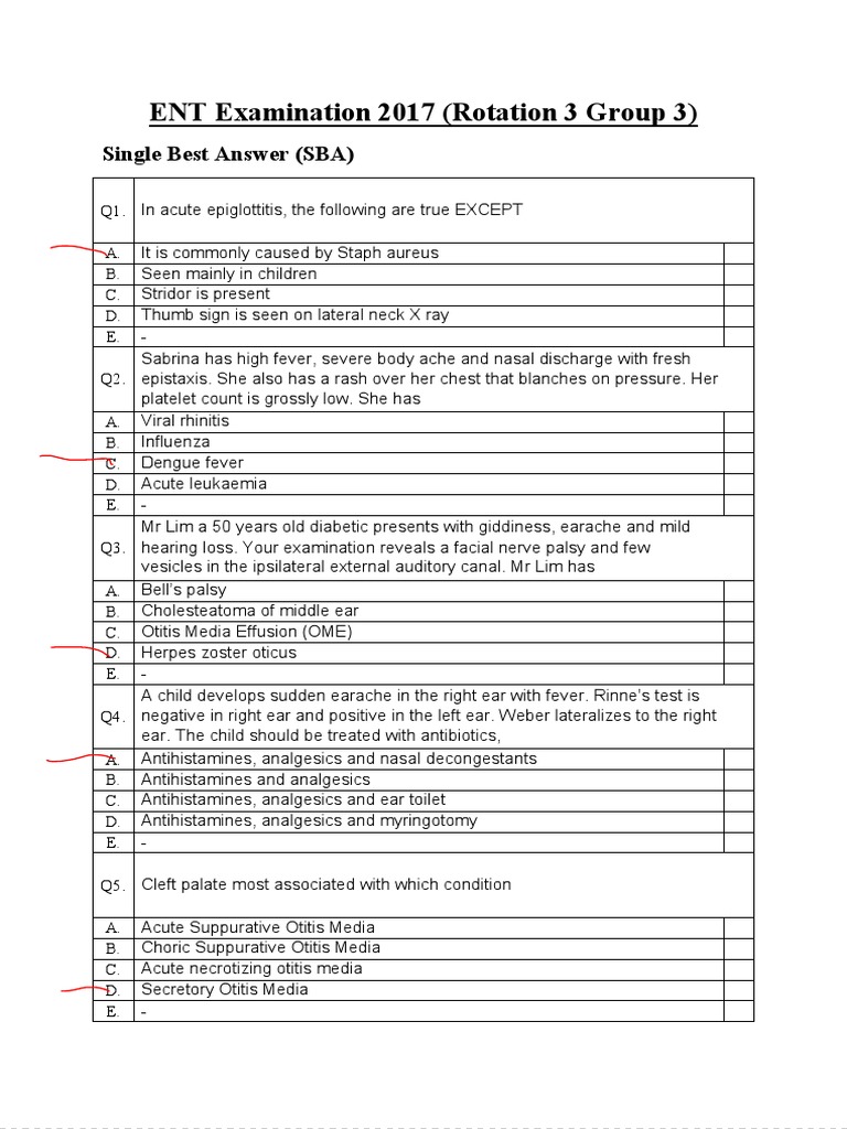 (ENT-OPT-FRS) End-Posting Examination Questions (G3) - 20180208 ...