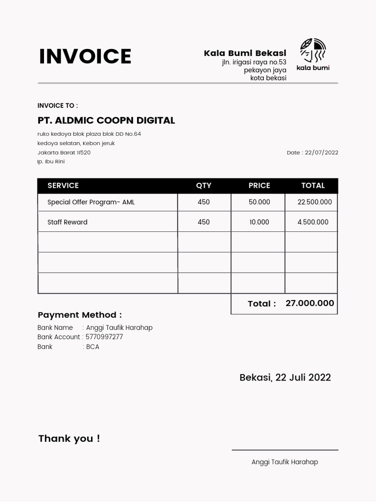 Invoice for Special Offer Program | PDF