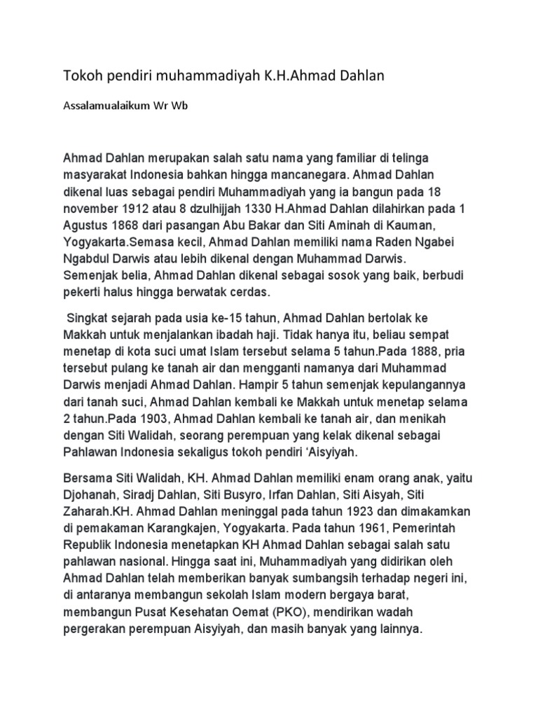 Pendiri Muhammadiyah: K.H. Ahmad Dahlan | PDF | Perjalanan