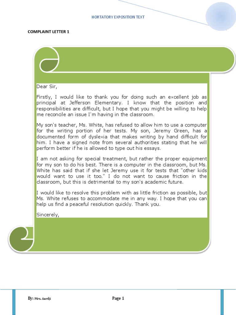 COMPLAINT LETTER Assignment | PDF