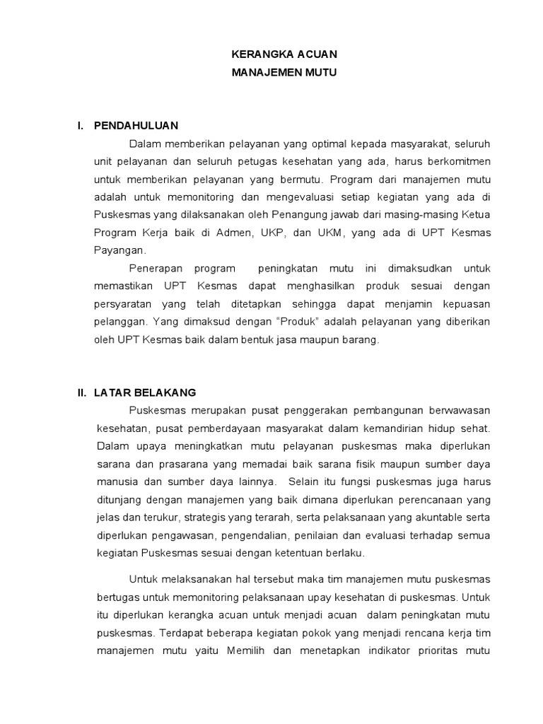 Kak Manajemen Mutu | PDF