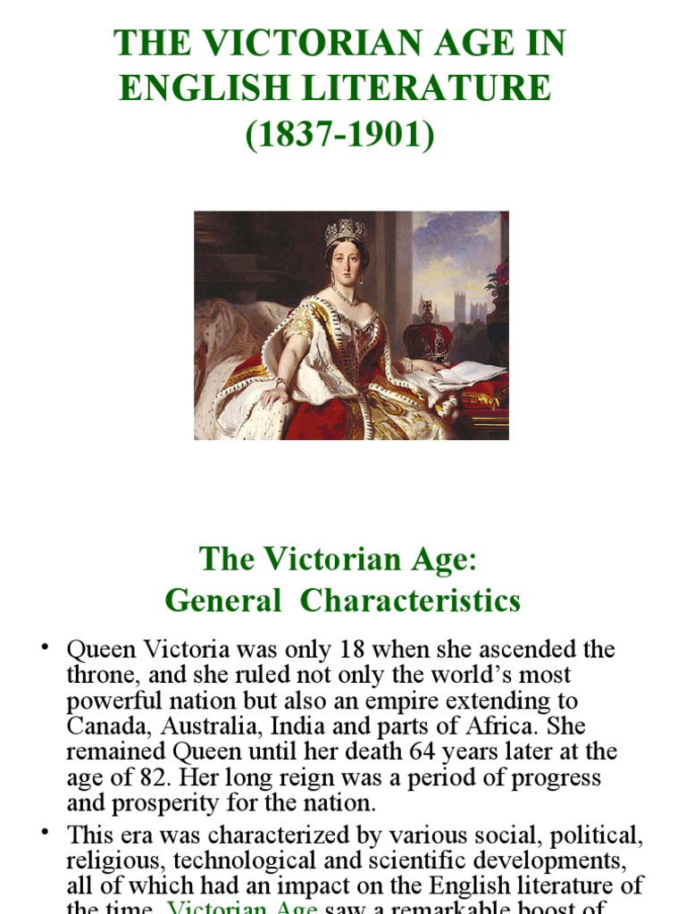 The Victorian Age in English Literature (1837-1901) | PDF | Victorian ...