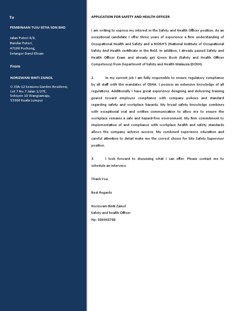 Contoh Cover Letter Terbaik (Permohonan Kerja) | PDF | Occupational ...