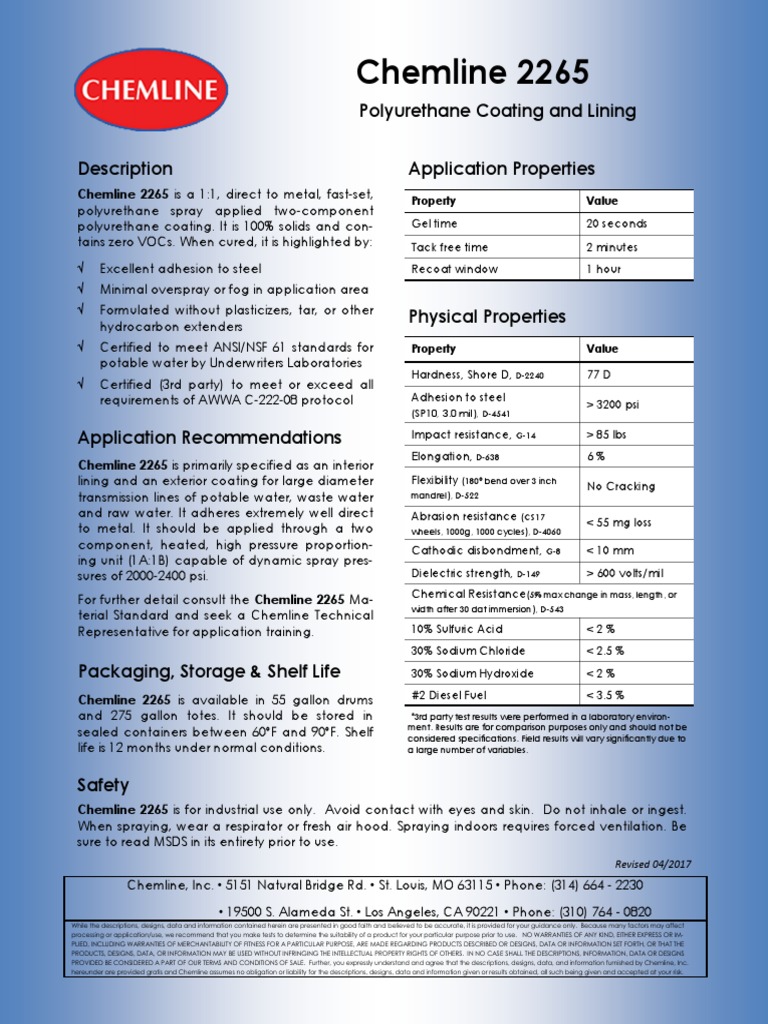 Chemthane 2265 | PDF | Polyurethane | Sodium Hydroxide