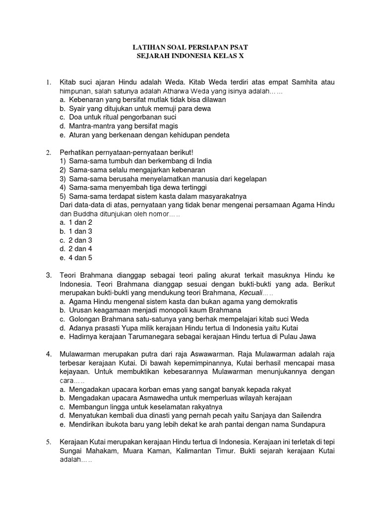 Latihan Soal Persiapan Psat | PDF