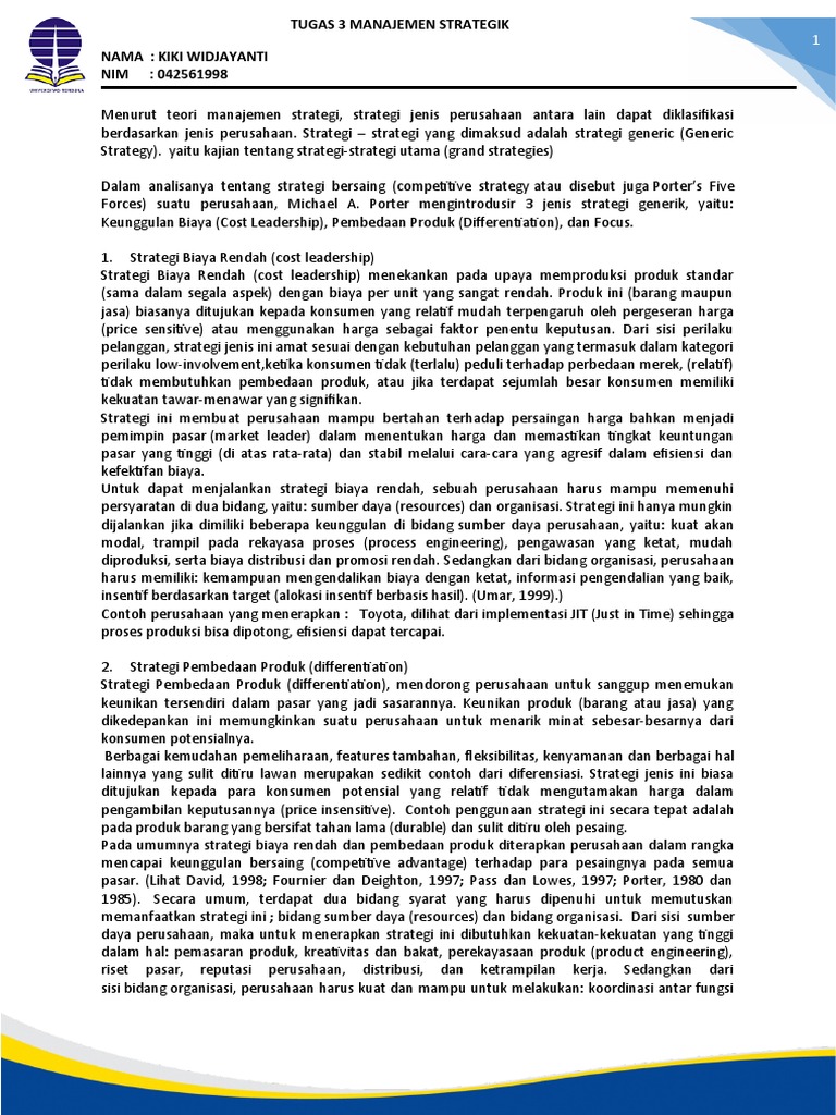 Tugas 3 Manajemen Strategik | PDF