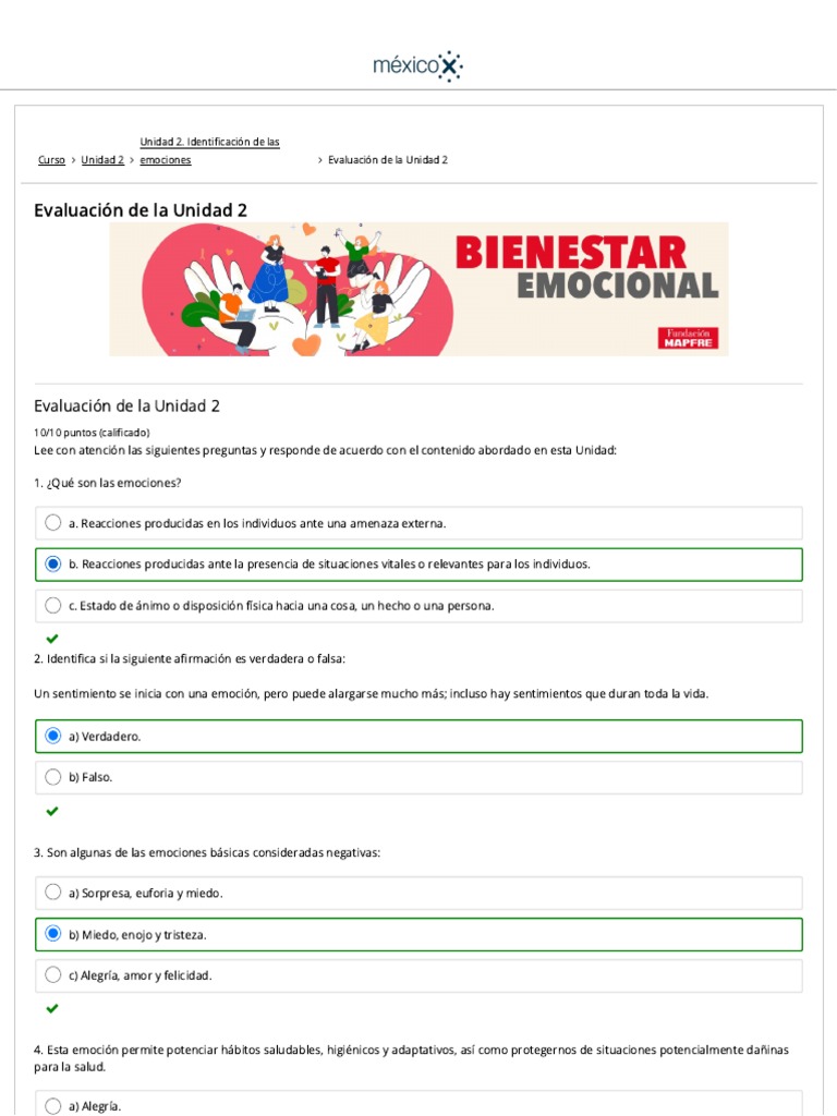 Evaluación de La Unidad 2 - Unidad 2. Identificación de Las Emociones ...