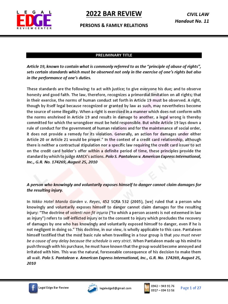 2022 HO 11 - Civil Law - Persons & Family Relations | PDF | Divorce ...