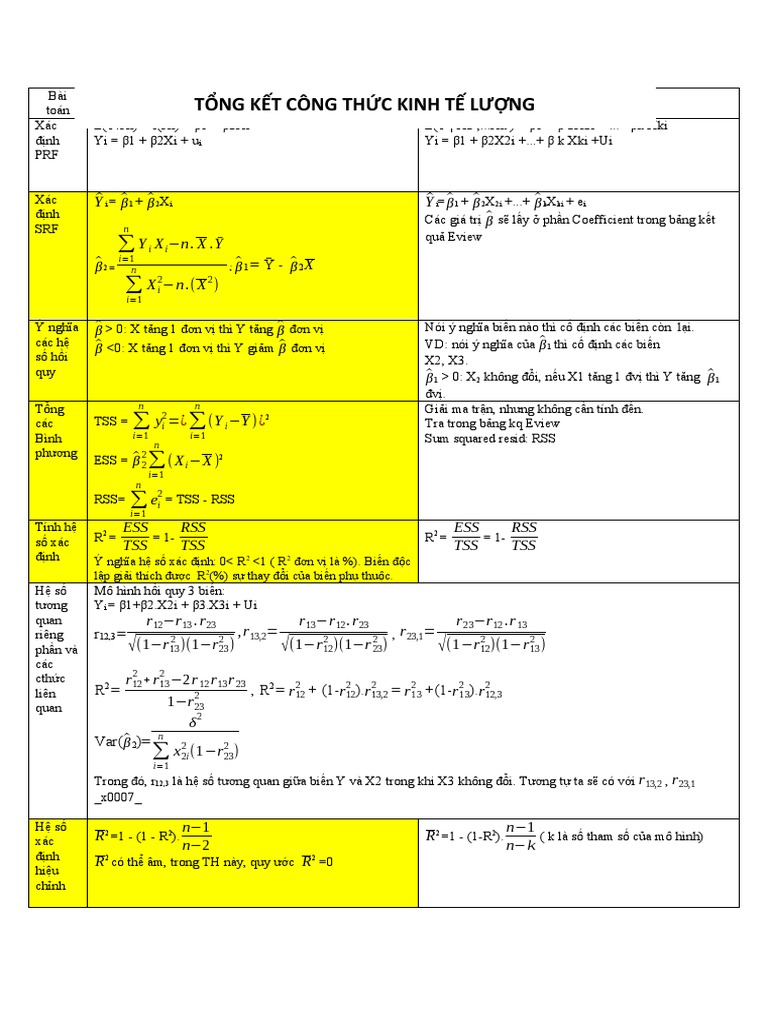 Công-thức-kinh-tế-lượng | PDF