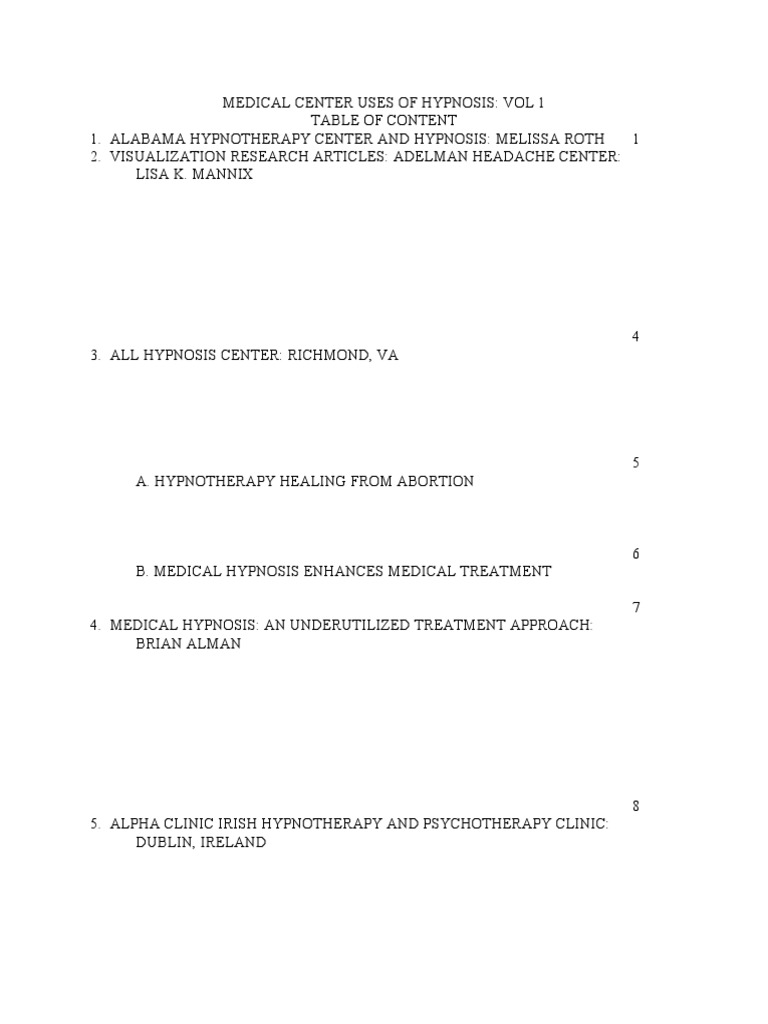 Medical Center Uses of Hypnosis Vol1 | PDF | Hypnotherapy | Hypnosis