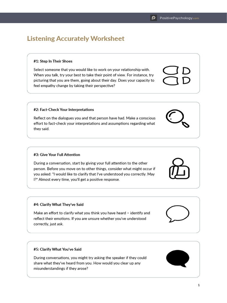 Listening Accurately Worksheet | PDF