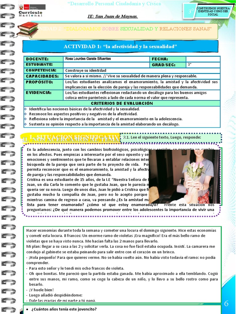 3° DPCC - Actv.01 | PDF | Sexualidad | Amor