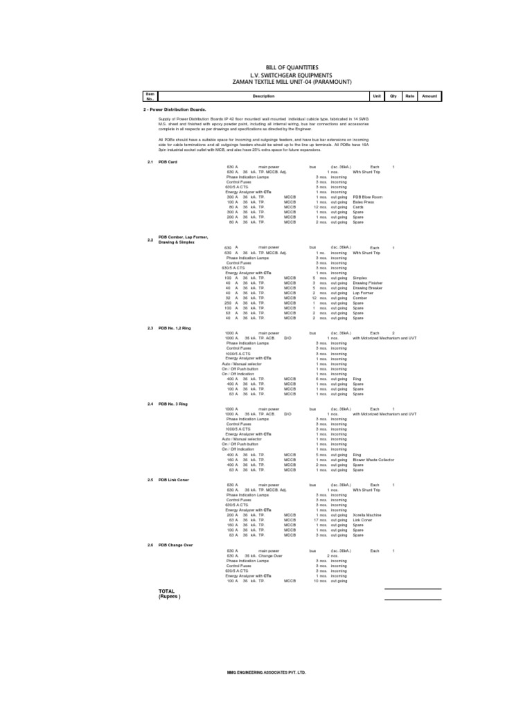 BOQ-PDBs (Rev-2) - 1 | PDF