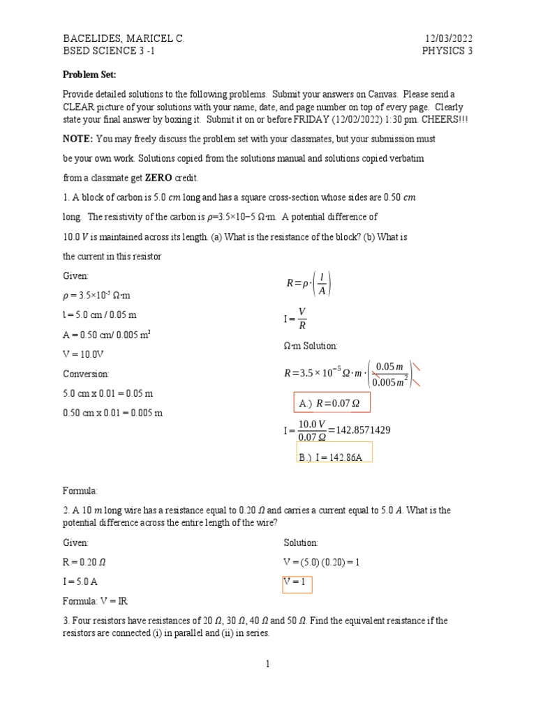 Problem Set | PDF | Electromagnetism | Electrical Engineering