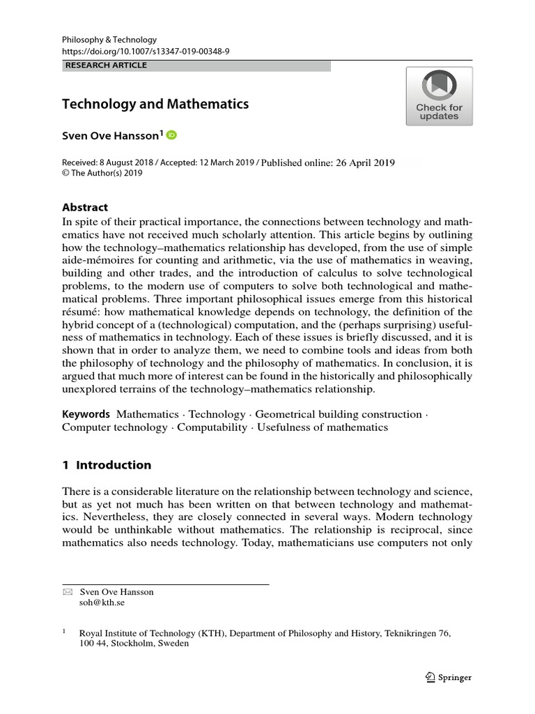 Technology's Impact on Mathematics Explained | PDF | Mathematics ...