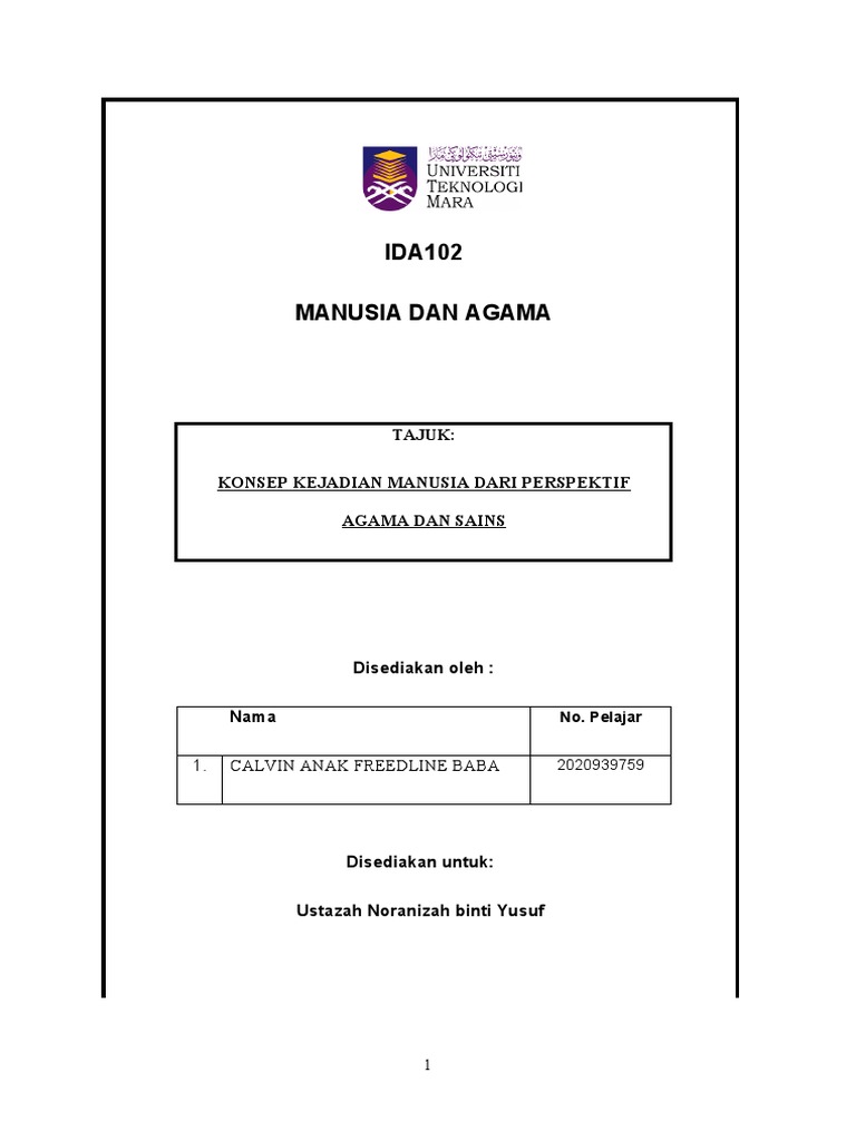 Konsep Kejadian Manusia Dari Perspektif Agama Dan Sains | PDF