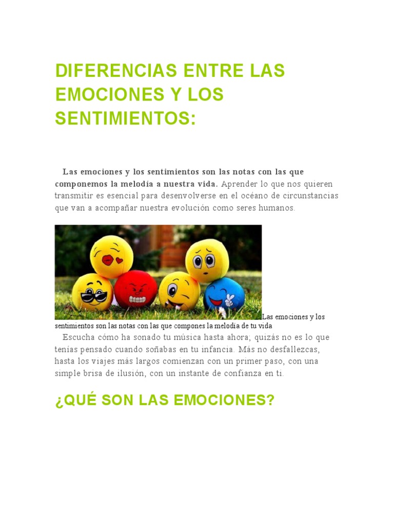 Diferencias Entre Las Emociones y Los Sentimientos | PDF | Las ...