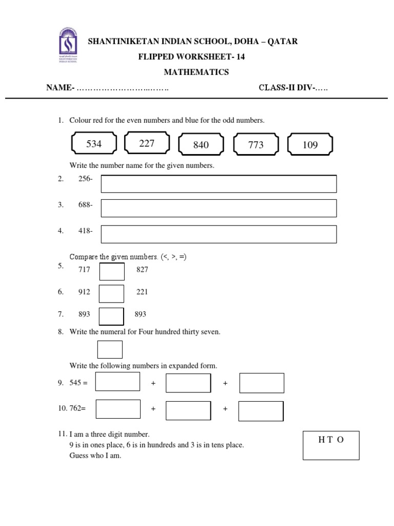 Shantiniketan Indian School, Doha - Qatar Flipped Worksheet-14 ...