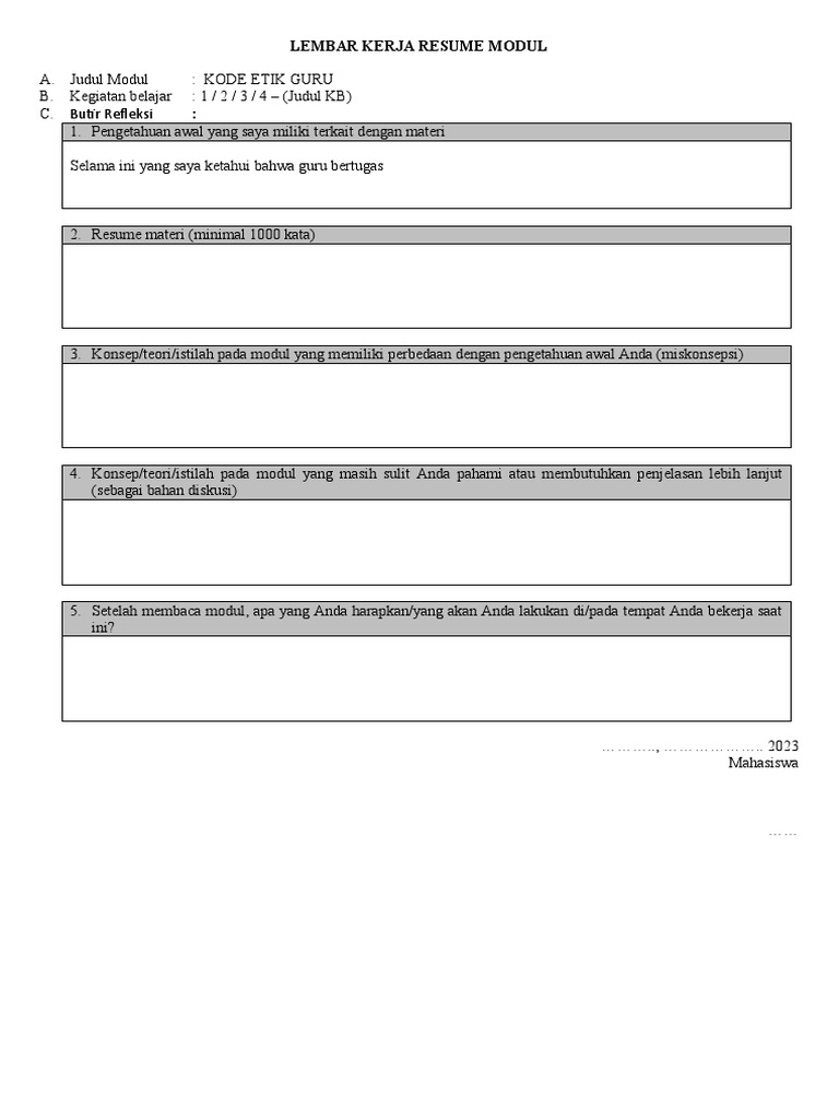 Template Resume PPG KB.3 | PDF
