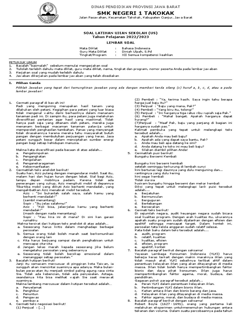 Soal Us Genapan - Copi | PDF