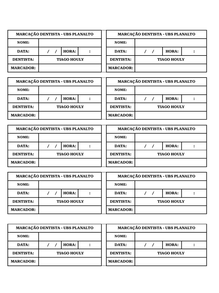 FICHA MARCAÇÃO | PDF