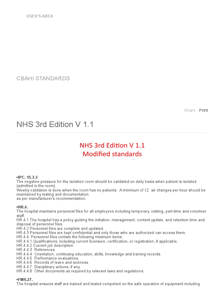 Nhs 3rd Edition V 1.1 - Cbahi | PDF