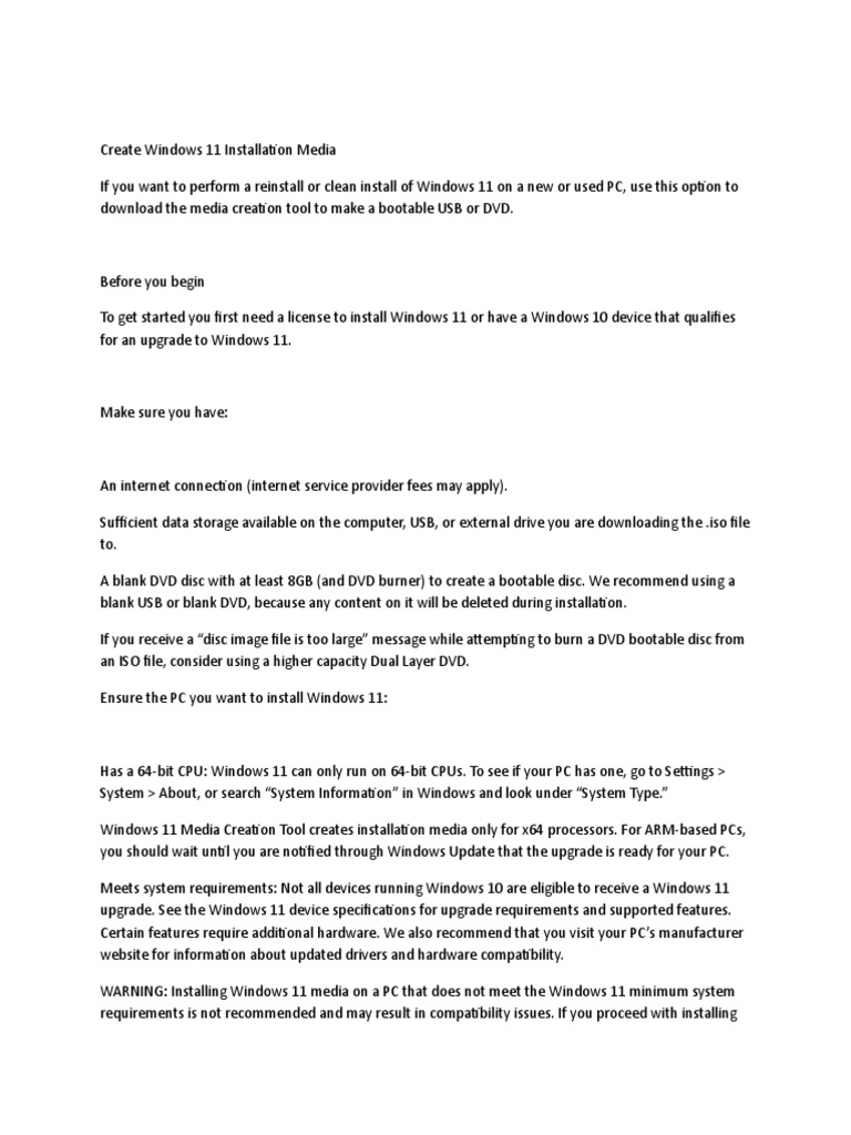 Windows 11 Installation Instructions (Inc. Virtual Bootable Disk) | PDF ...
