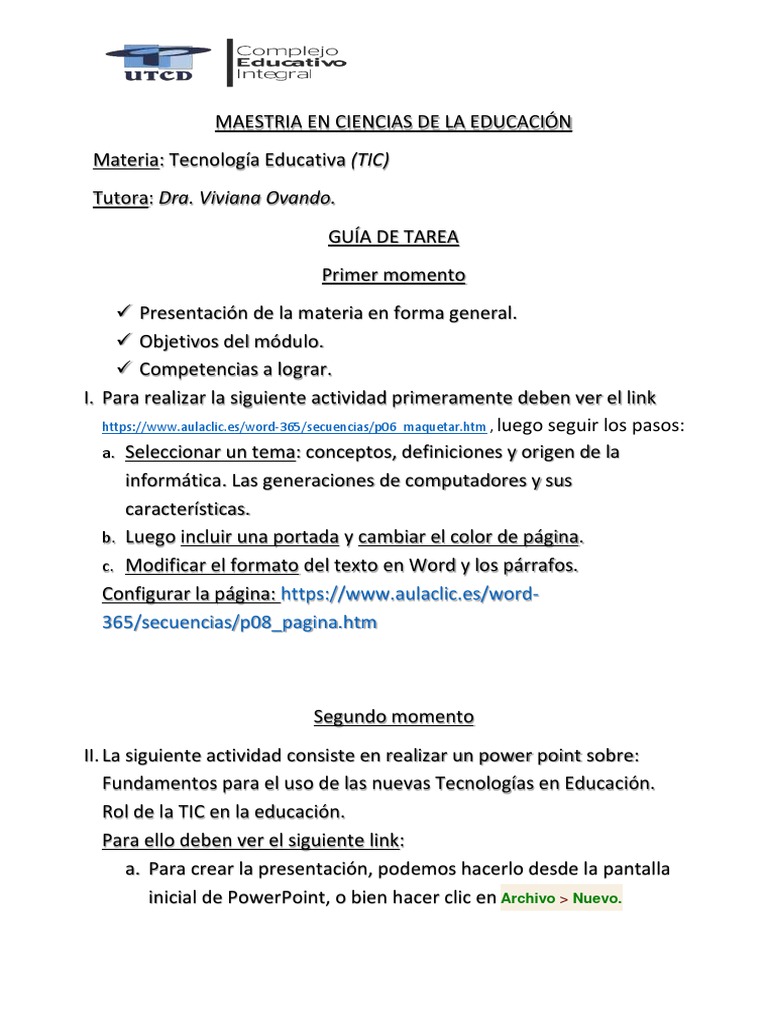Guía de Tarea TIC en Educación | PDF
