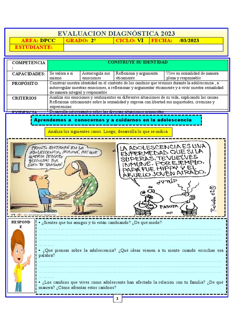 Dpcc 2° EvaluaciÓn DiagnÓstica 2023 1 Pdf Autoestima Pensamiento 6637