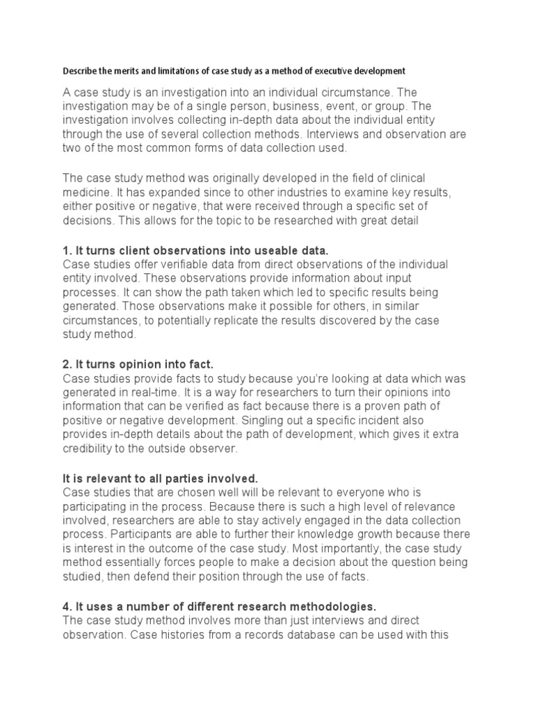 Case Study Adv and Disadv | PDF | Methodology | Data