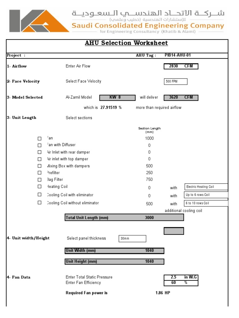 AHU Sizing | PDF | Heat Transfer | Applied And Interdisciplinary Physics