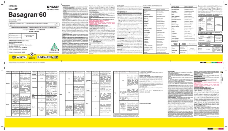 AR - Marbete - Basagran® 60 | PDF | Agua | Plantas
