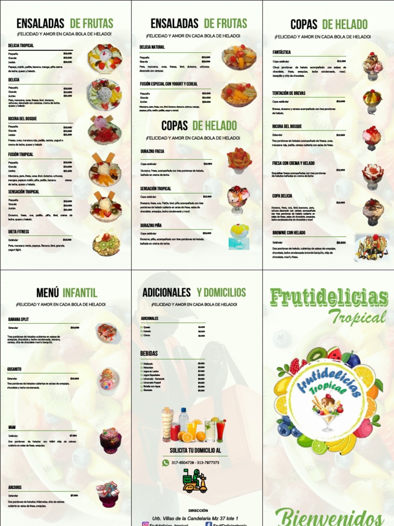 Menú FrutiDelicias Tropical | PDF | Alimentos | Ingredientes de comida
