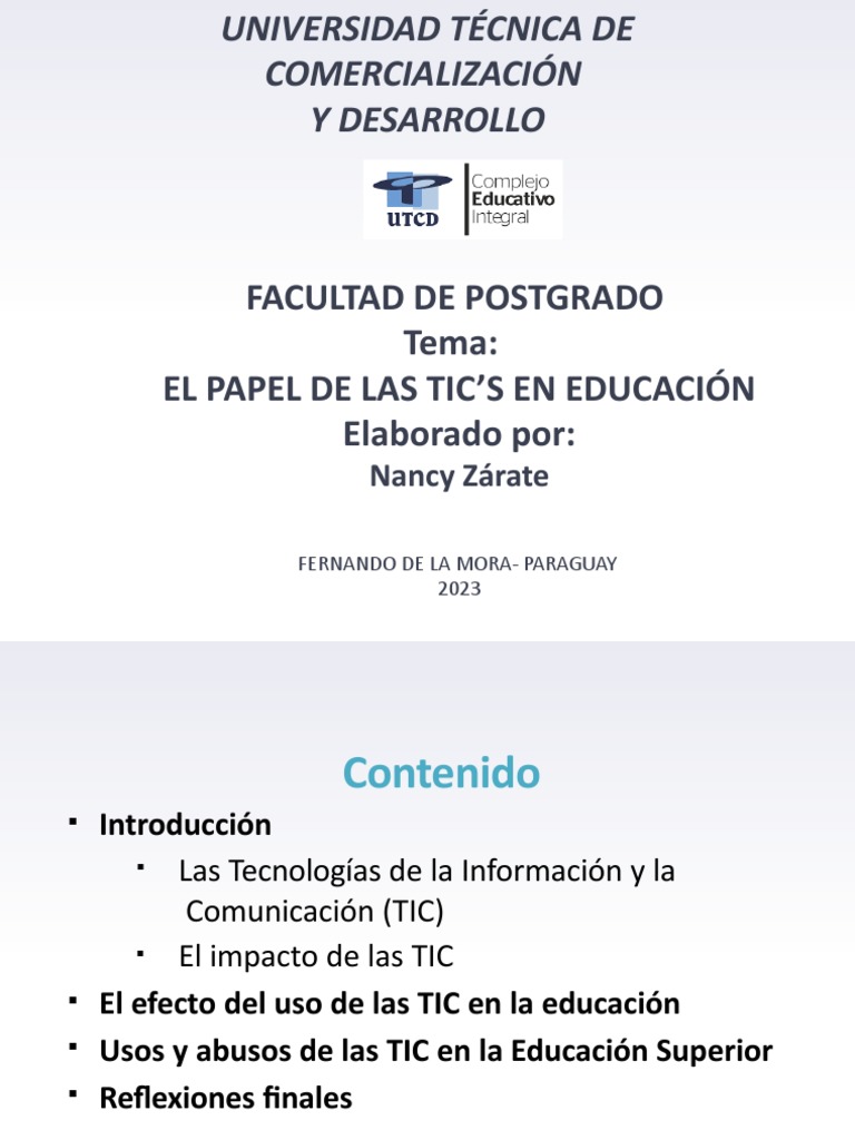El Papel de Las Tic en La Educación Superior - Nancy Zarate | PDF ...