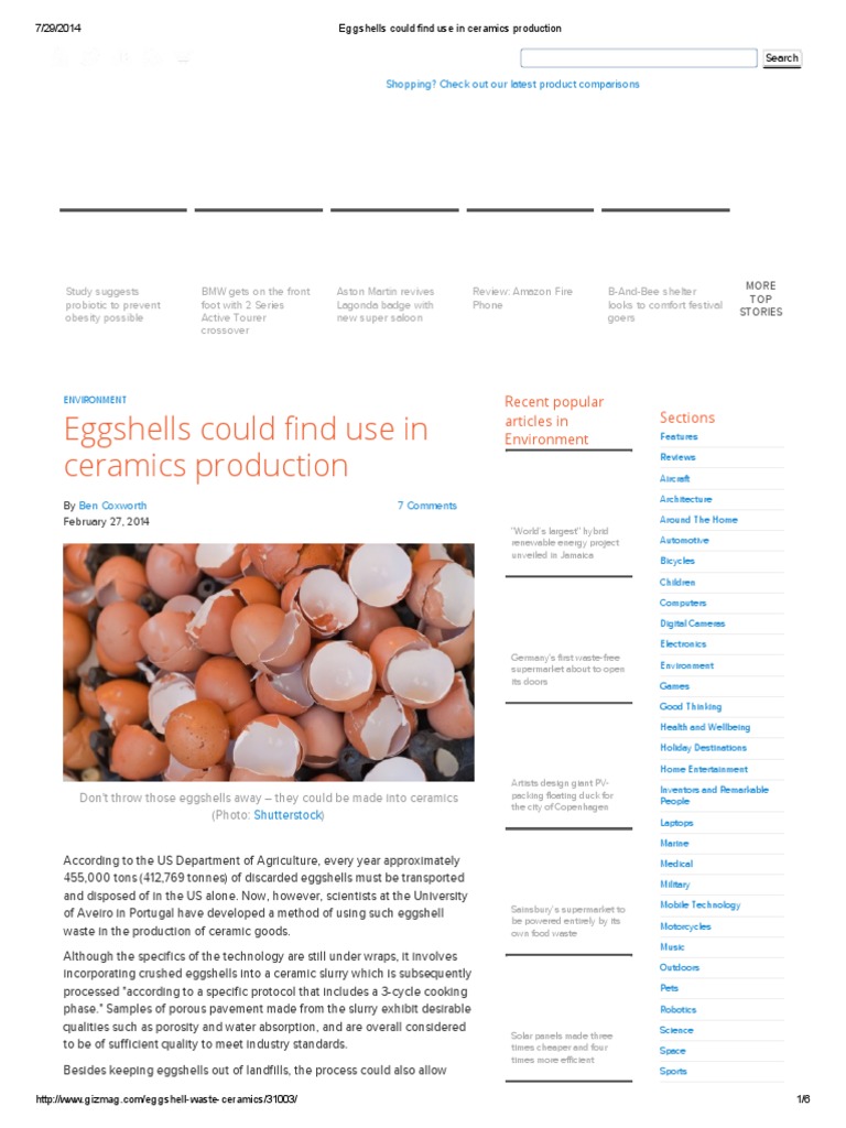 Eggshells in Ceramic Production | PDF | Waste