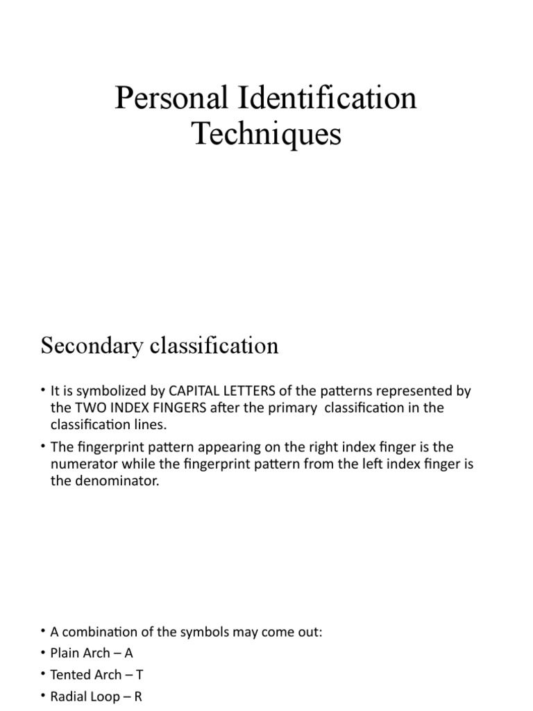Personal Identification Techniques | PDF | Teaching Methods & Materials