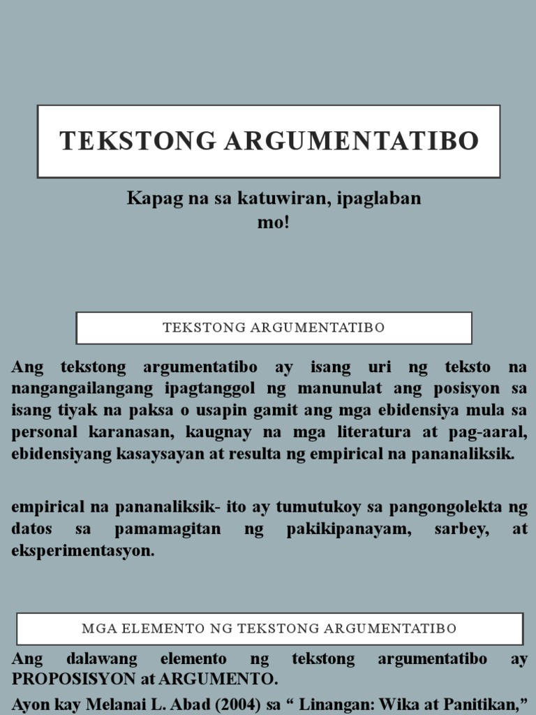 TEKSTONG Argumentatibo 7 | PDF