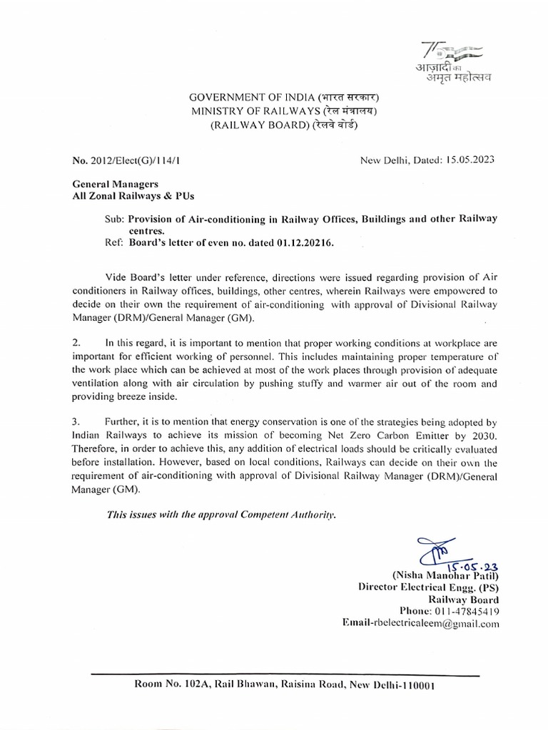 Letter Regarding Provision of ACs Over IR | PDF