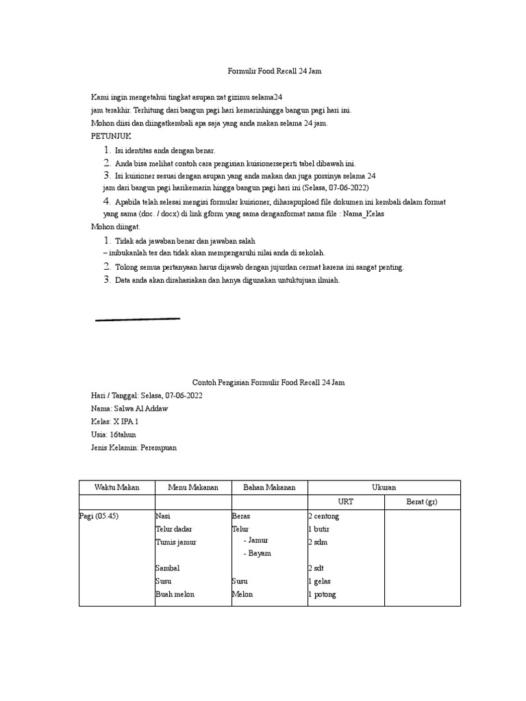 Formulir Food R | PDF