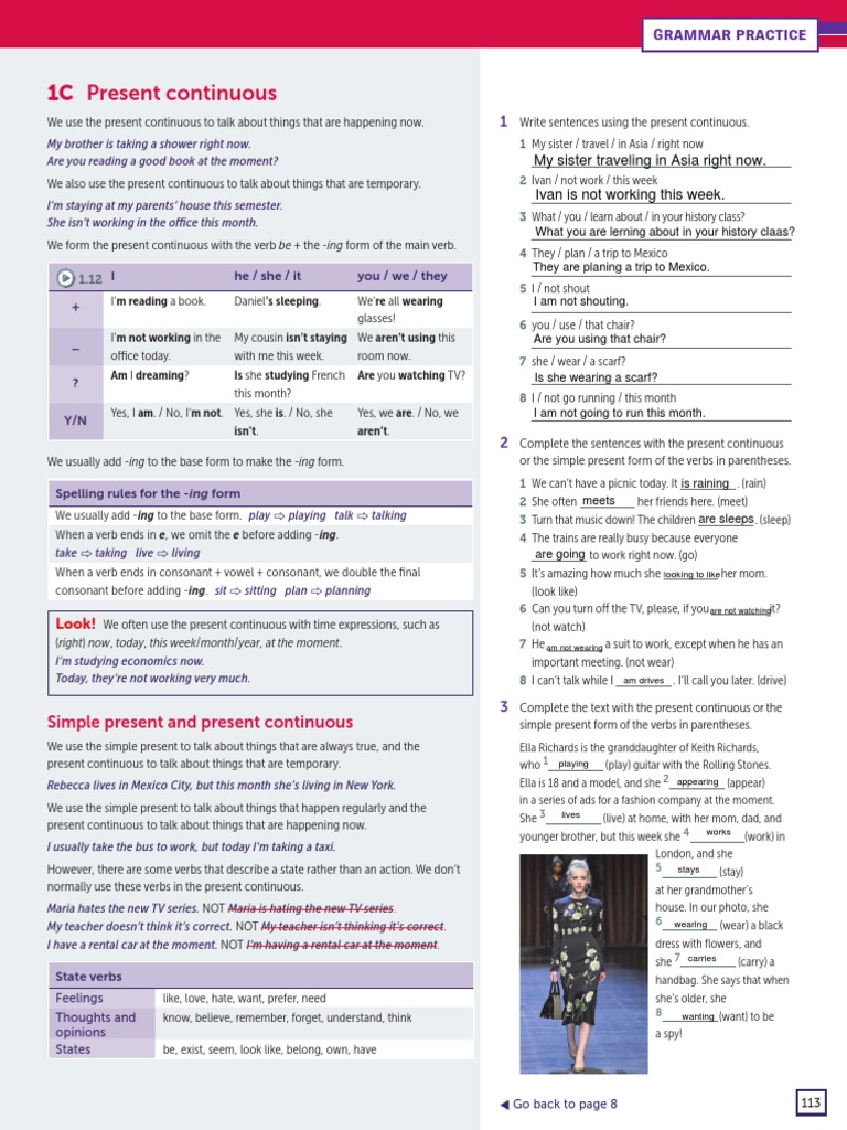 Present Continuous and Simple Present | PDF | Consonant | Linguistics