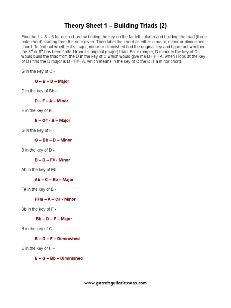 Building Triads 2 - Answers | PDF
