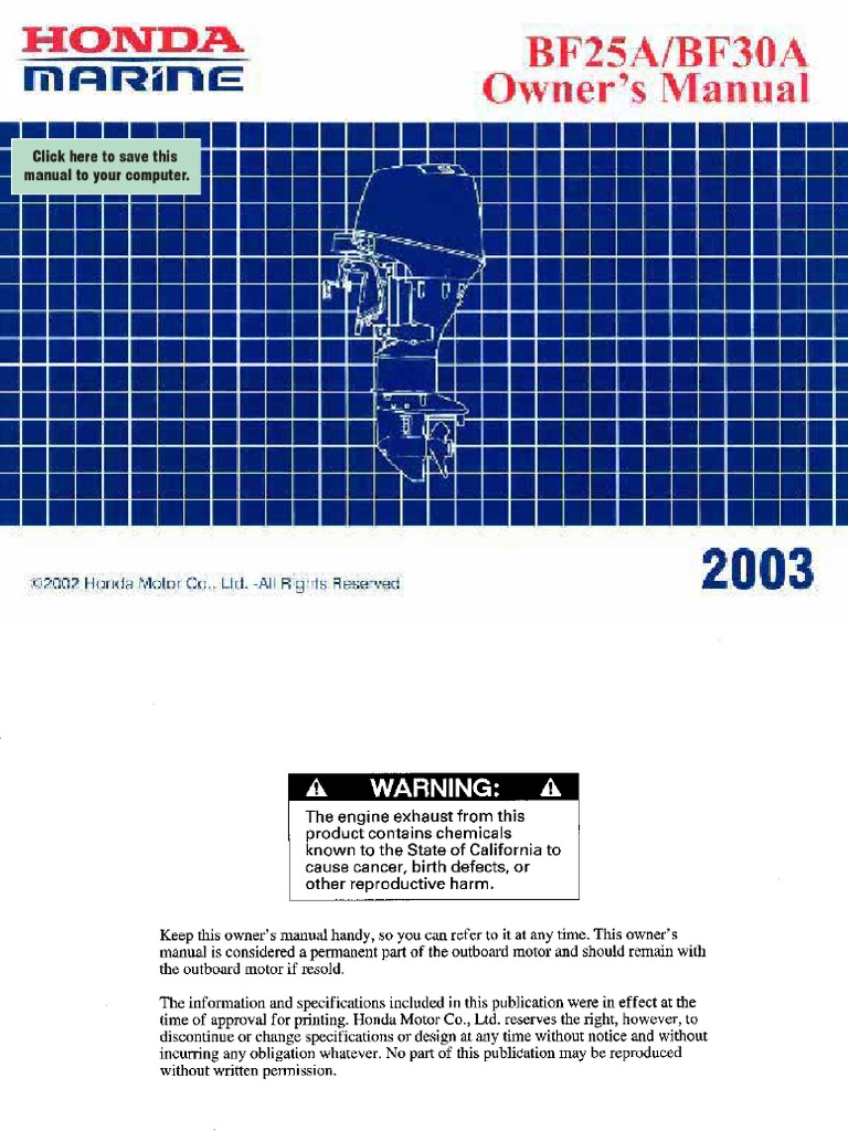 Honda BF25A Service Manual | PDF