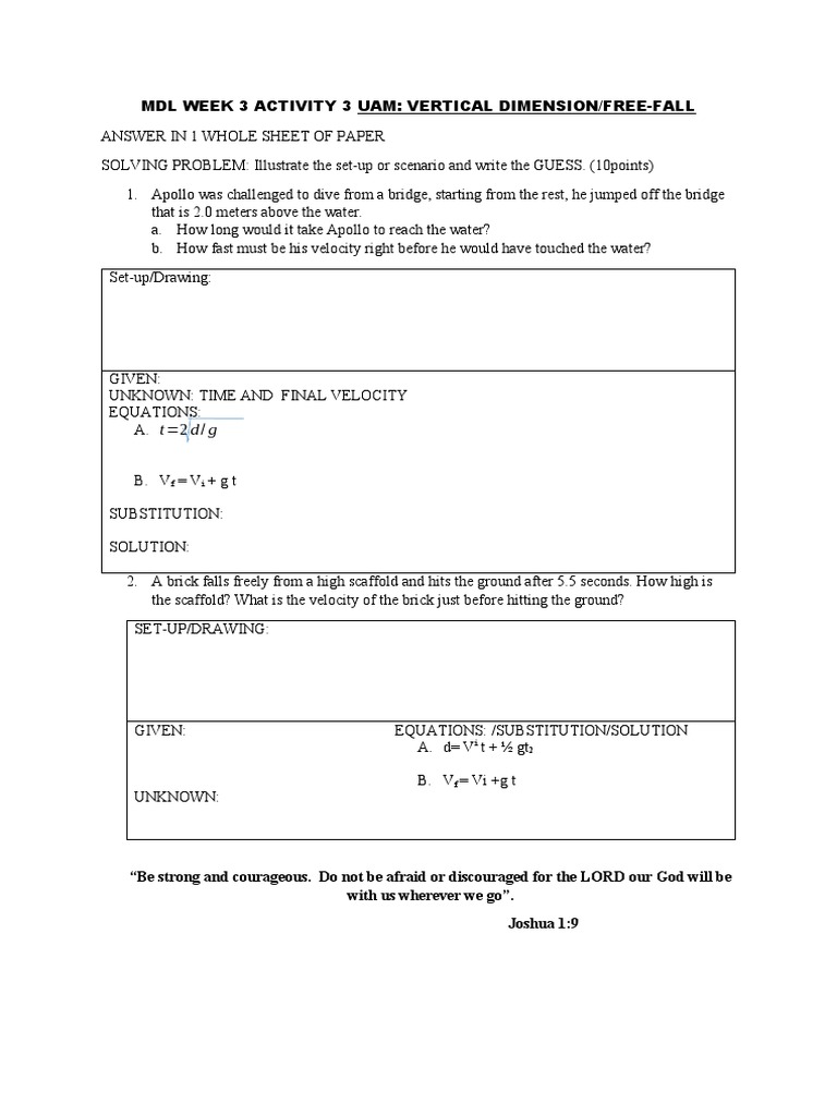 Week 3 Activity 3 Uam Free Fall | PDF