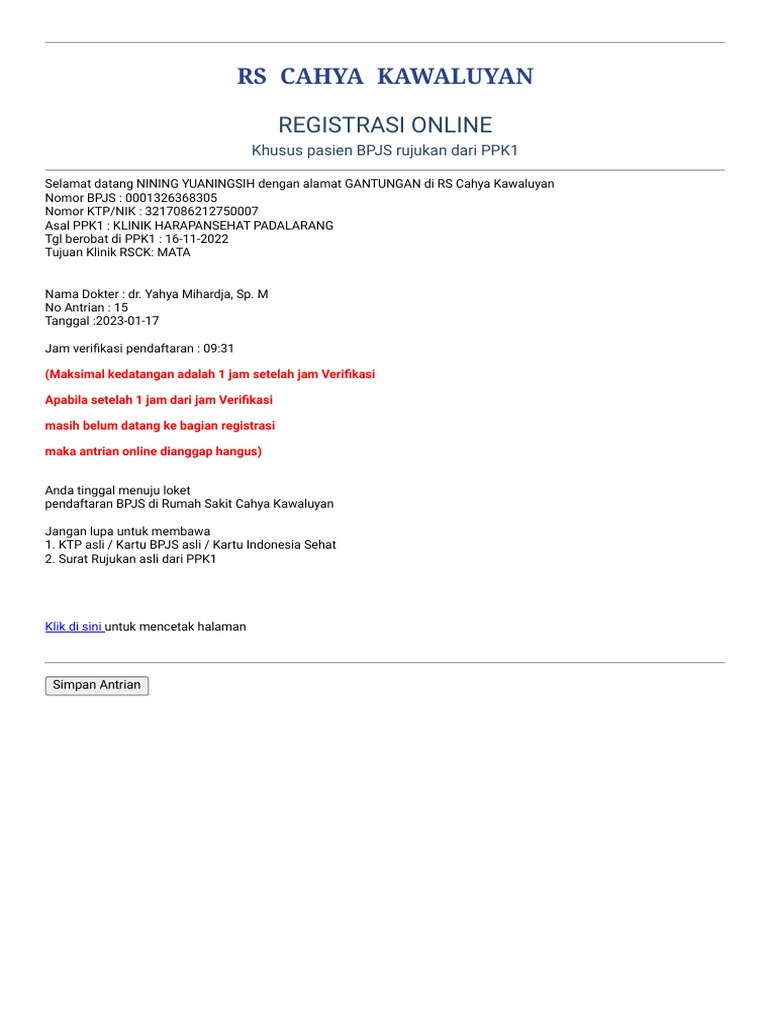 Registrasi Bpjs Online | PDF