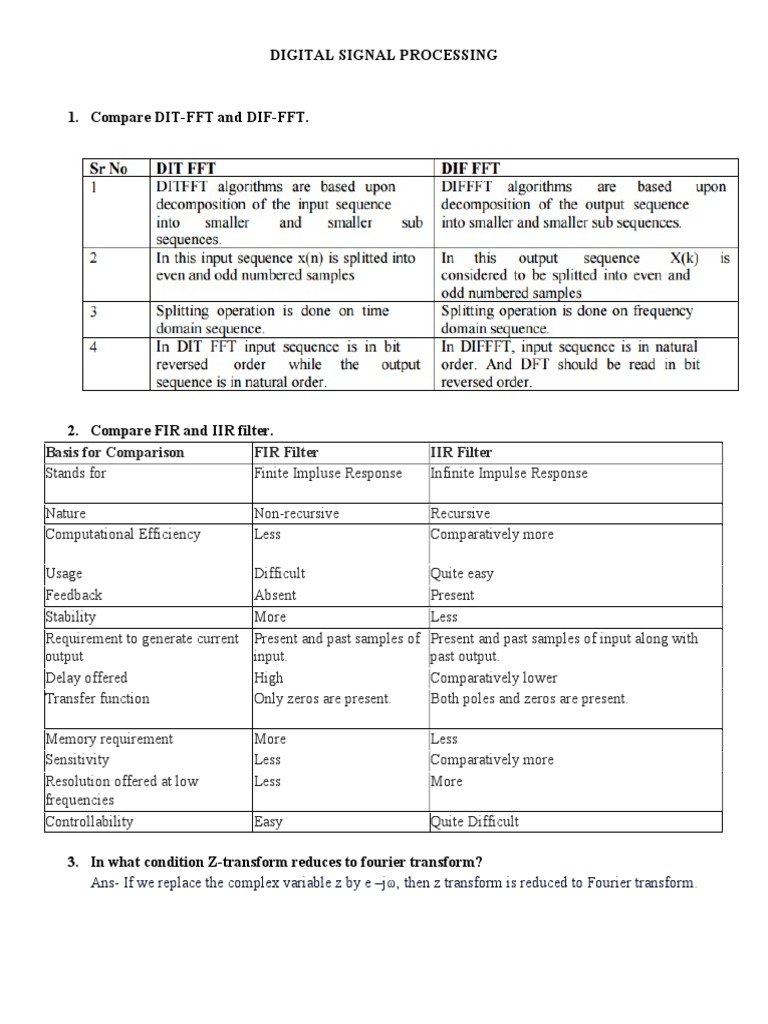 Dsp Notes Pdf Discrete Fourier Transform Fast Fourier Transform