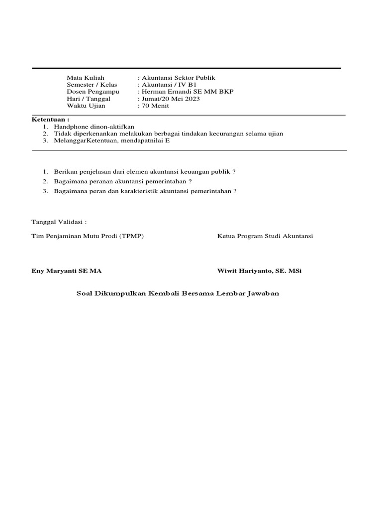 UTS - Akuntansi Sektor Publik - IV B1 | PDF
