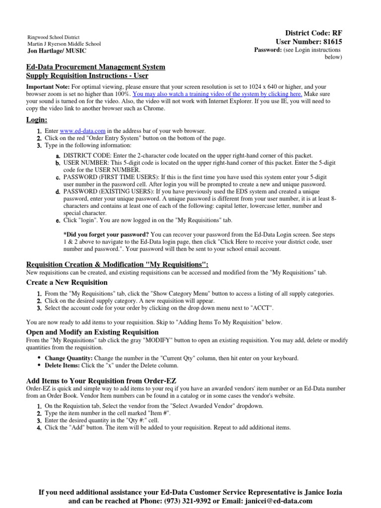 Ed Data Instructions | PDF