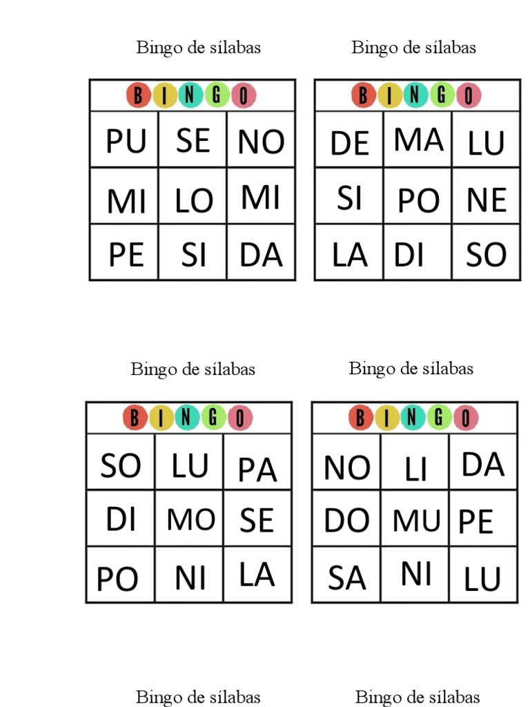 Bingo Silabas PDF | PDF